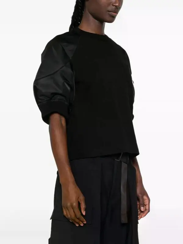 Sacai Crew Neck Sweatshirt With Zip Pocket Sleeve