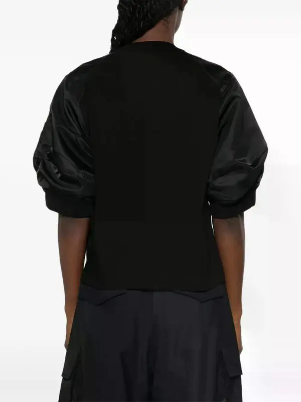 Sacai Crew Neck Sweatshirt With Zip Pocket Sleeve