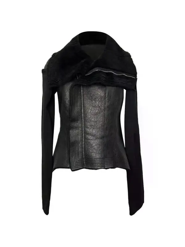 Rick Owens Naska Asymmetric Shearling Jacket - Black