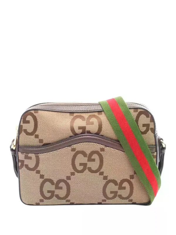 Gucci Jumbo Gg Canvas Web Crossbody Bag - Neutrals