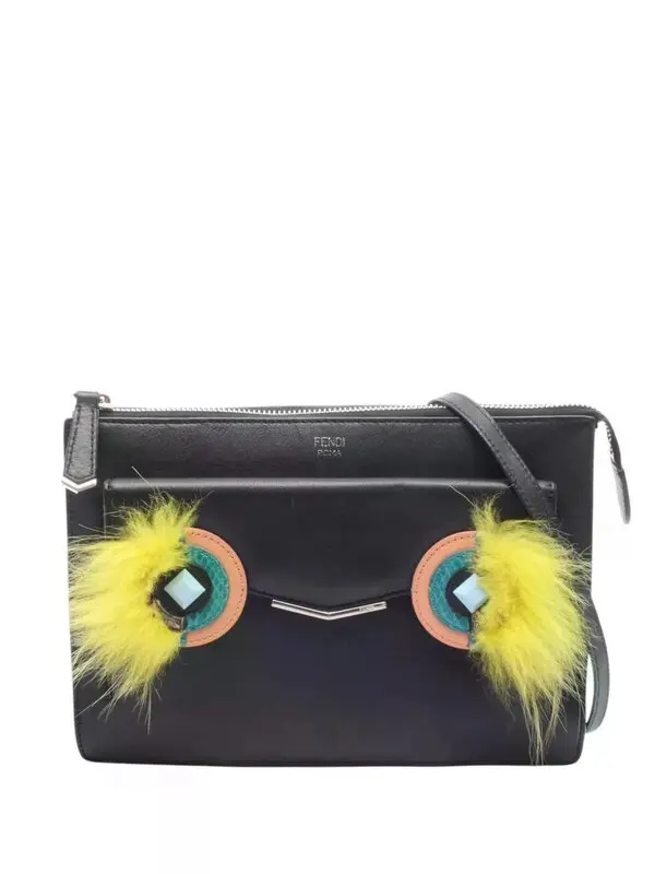 Fendi Leather Shoulder Bag With Embellishments - Black