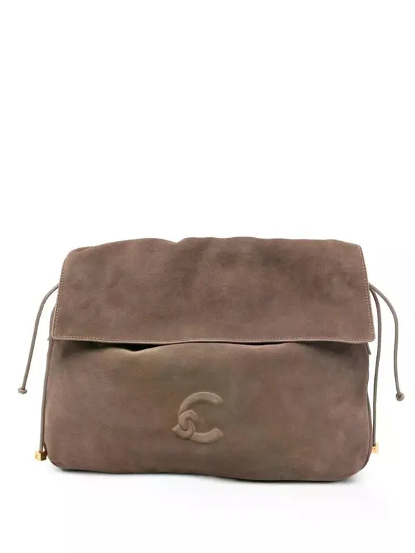 COCCINELLE Logo-embossed Suede Shoulder Bag - Grey