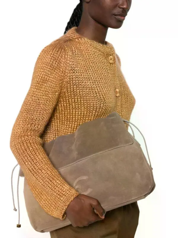 COCCINELLE Logo-embossed Suede Shoulder Bag