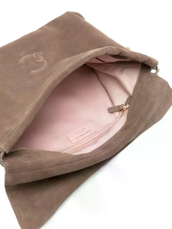 COCCINELLE Logo-embossed Suede Shoulder Bag