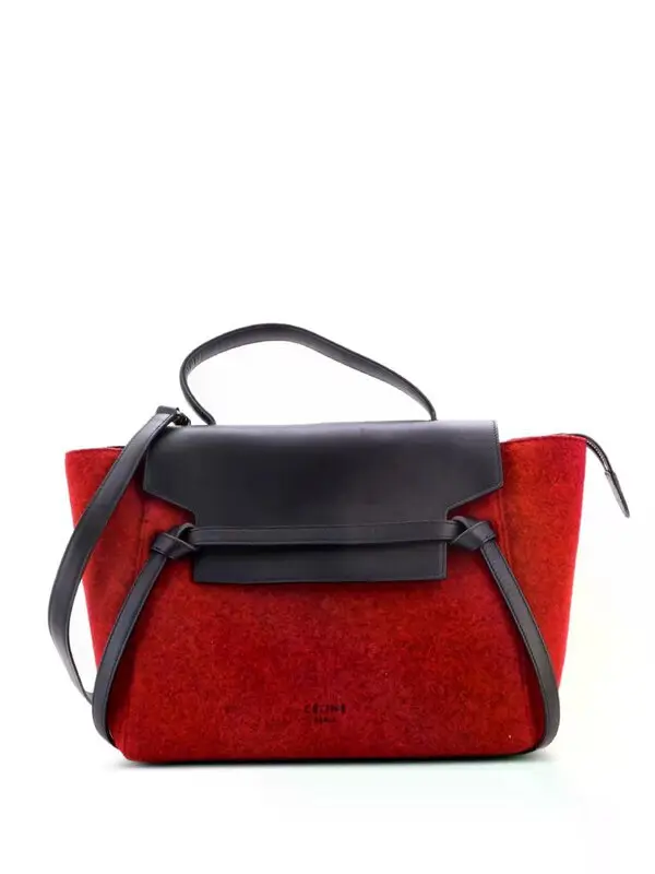 Celine Belt Bag Felt And Leather Mini Satchel - Red