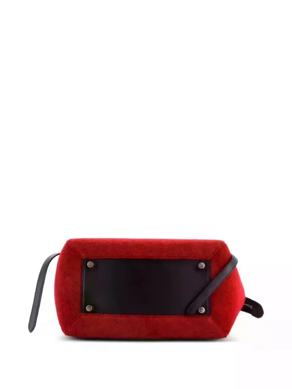 Celine Belt Bag Felt And Leather Mini Satchel - Red