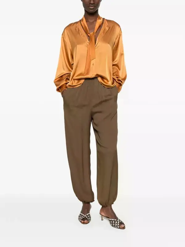 FORTE_FORTE Pussy-bow Satin Shirt - Orange