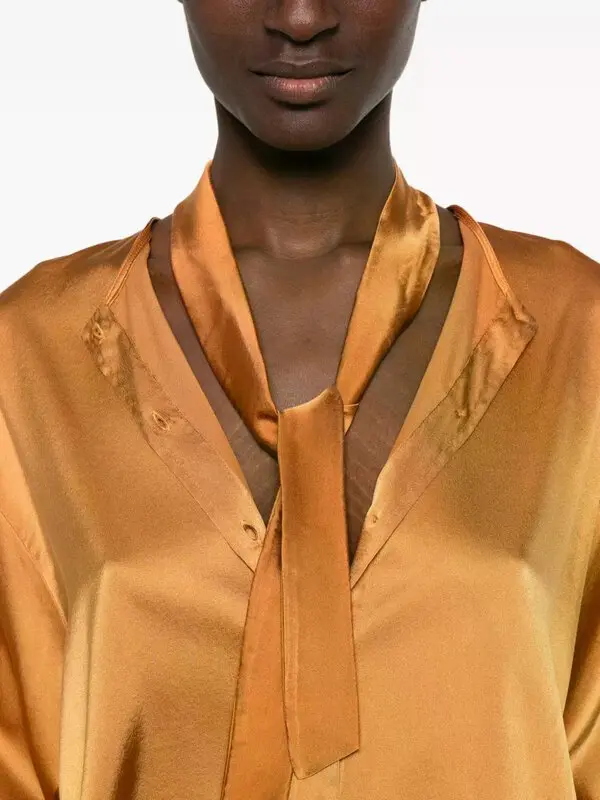 FORTE_FORTE Pussy-bow Satin Shirt