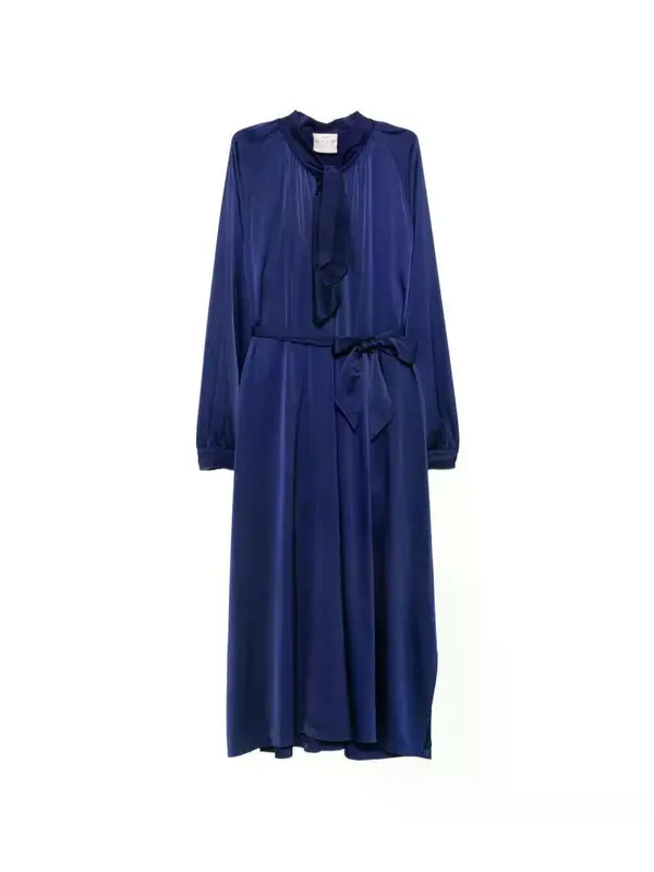 FORTE_FORTE Tie-neck Belted Midi Dress - Blue