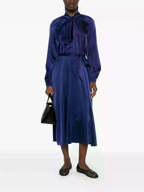 FORTE_FORTE Tie-neck Belted Midi Dress