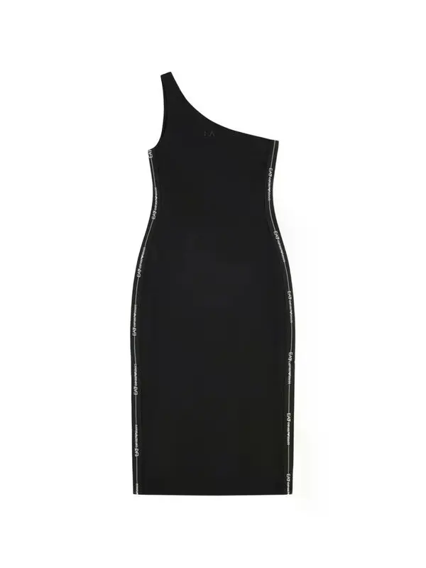 EA7 One-shoulder Logo Tape Midi Dress