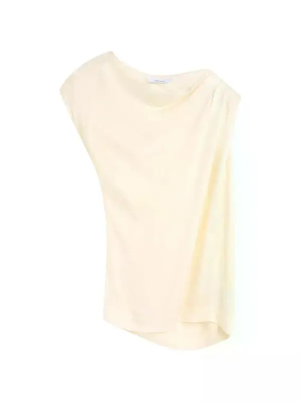 Bondi Born Ardea Hammered Satin Draped Blouse - Neutrals