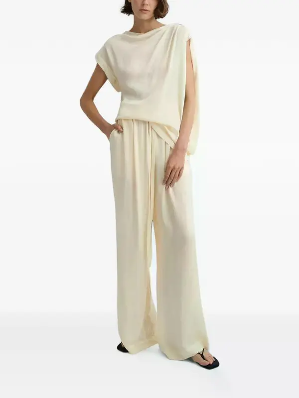 Bondi Born Ardea Hammered Satin Draped Blouse - Neutrals