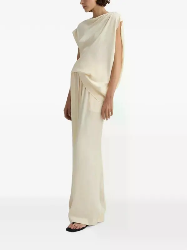 Bondi Born Ardea Hammered Satin Draped Blouse - Neutrals