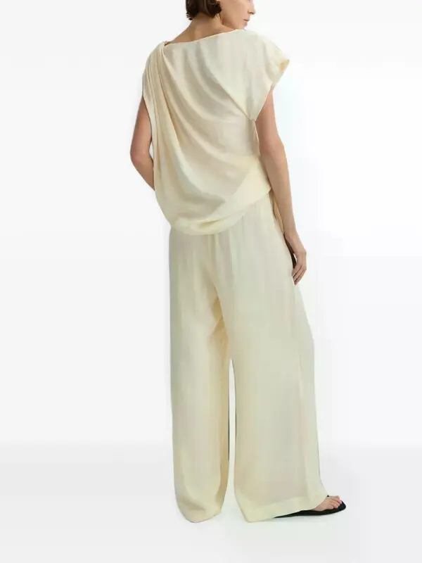 Bondi Born Ardea Hammered Satin Draped Blouse - Neutrals