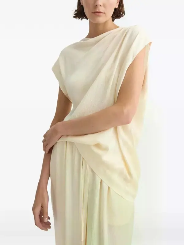 Bondi Born Ardea Hammered Satin Draped Blouse - Neutrals