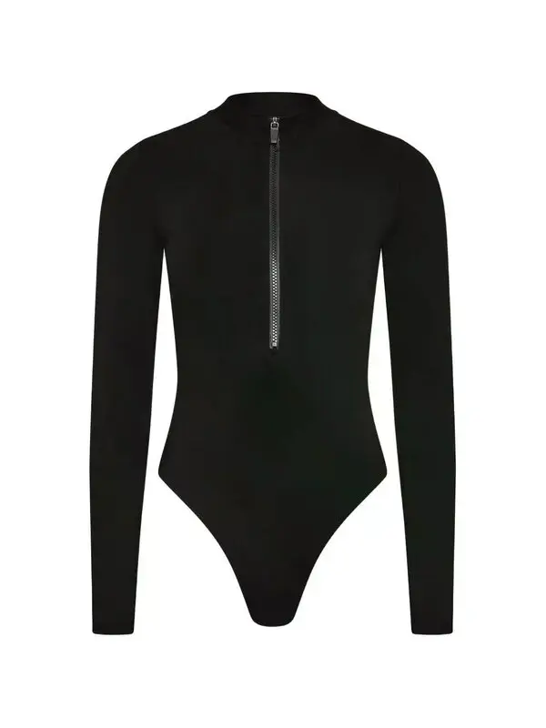 Bondi Born Parker Long-sleeve Zip-front Swimsuit - Black