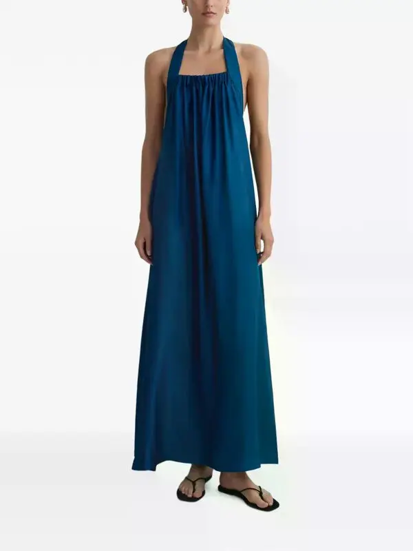 Bondi Born Marfa Silk Halterneck Maxi Dress - Blue
