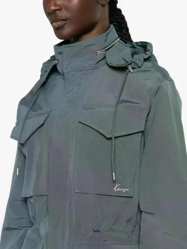 Kenzo Drawstring Hem Hooded Parka Coat
