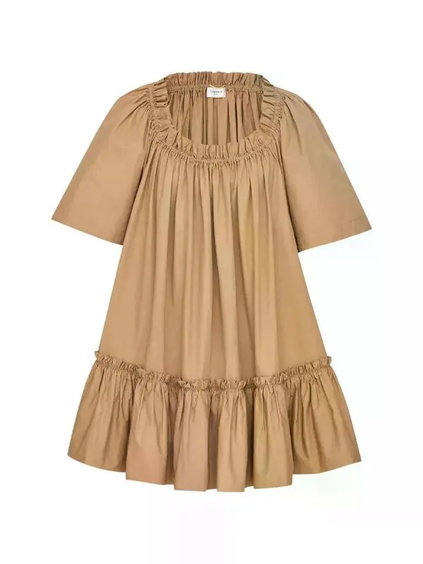 Saint Laurent Ruffled Mini Dress - Neutrals