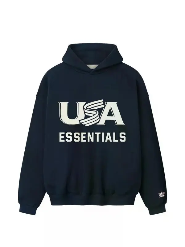 Fear Of God Usa Logo Hoodie - Blue