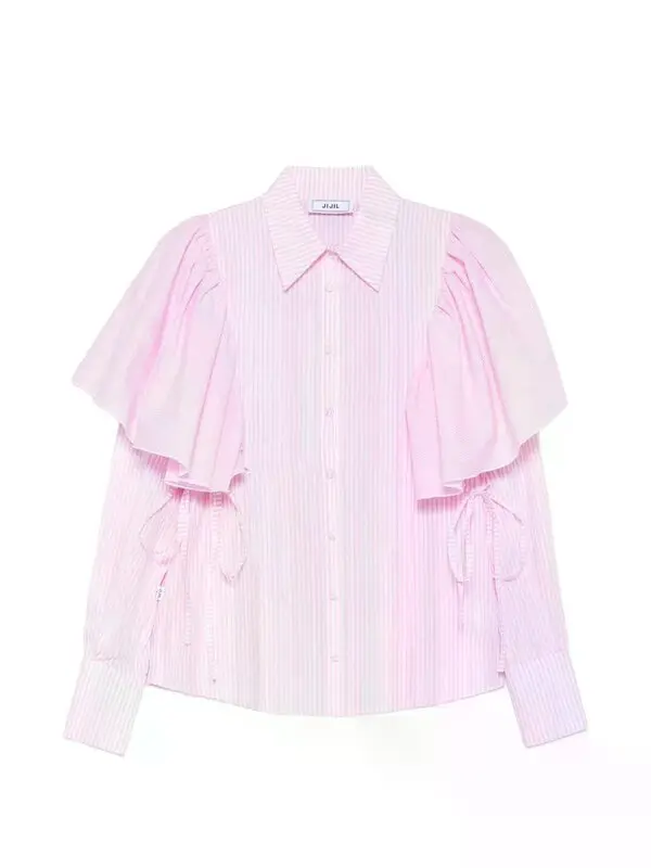 JIJIL Striped Ruffle Shirt - Pink