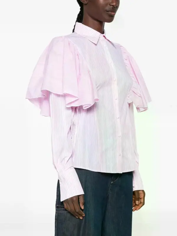 JIJIL Striped Ruffle Shirt