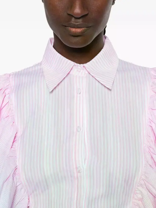 JIJIL Striped Ruffle Shirt
