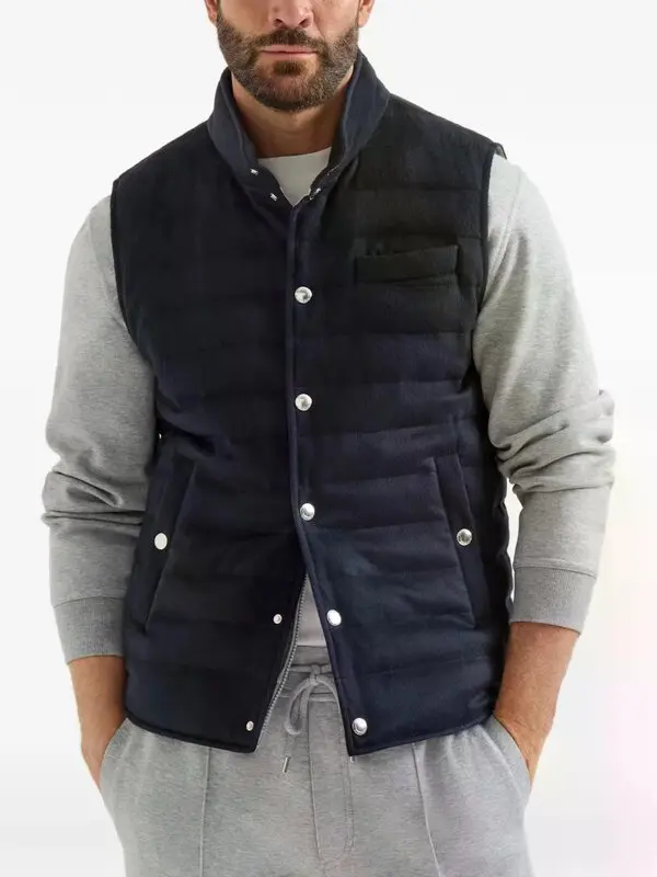 Brunello Cucinelli Lightweight Cashmere Flannel Down Vest