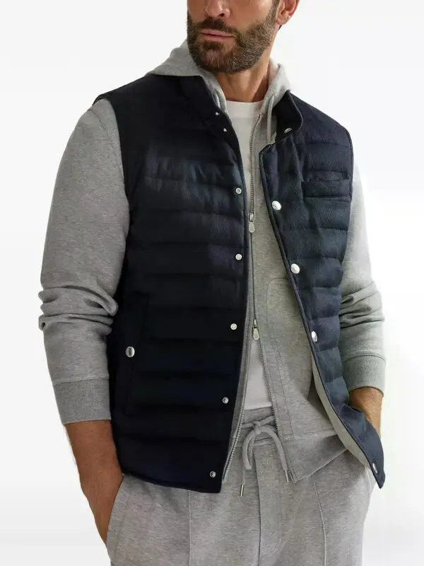 Brunello Cucinelli Lightweight Cashmere Flannel Down Vest