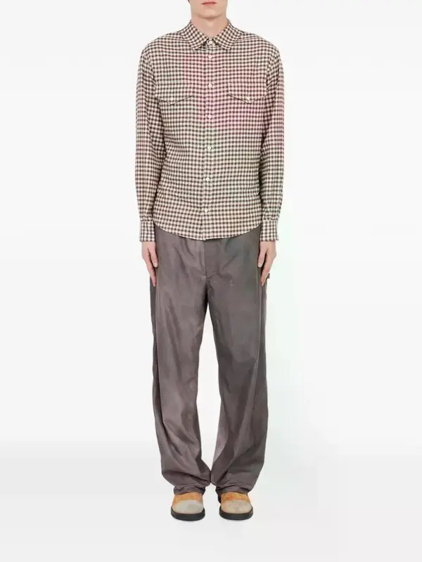 MAISON MARGIELA Checkered Flannel Shirt - Brown