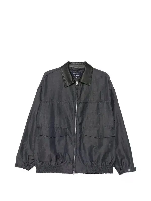 Comme Des Garçons Leather-collar Herringbone Jacket