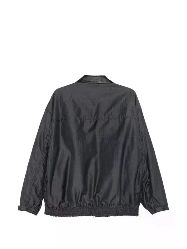 Comme Des Garçons Leather-collar Herringbone Jacket
