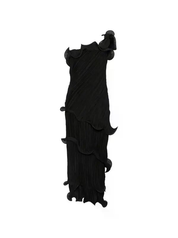 Cult Gaia One-shoulder Plissé Midi Dress - Black