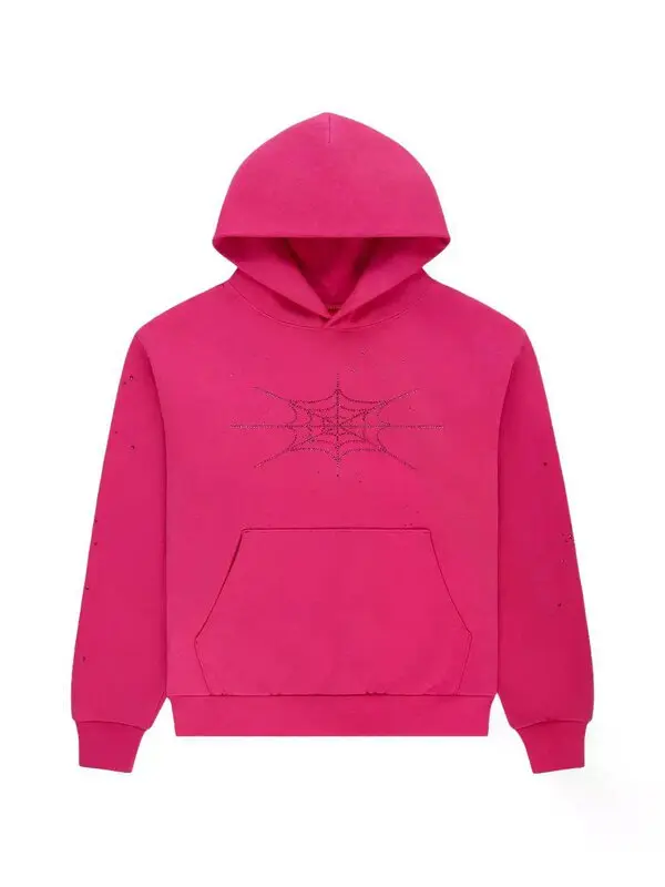 SP5DER Rhinestone Embellished Silk Hoodie