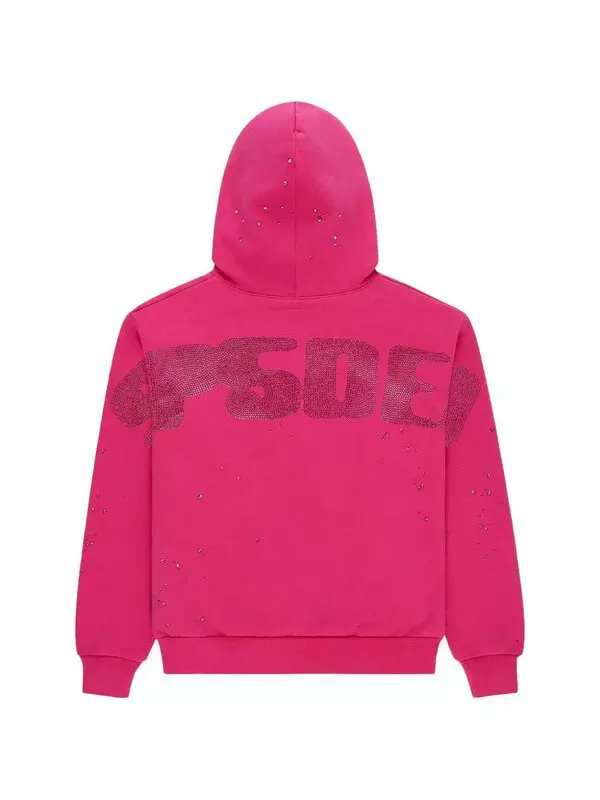 SP5DER Rhinestone Embellished Silk Hoodie
