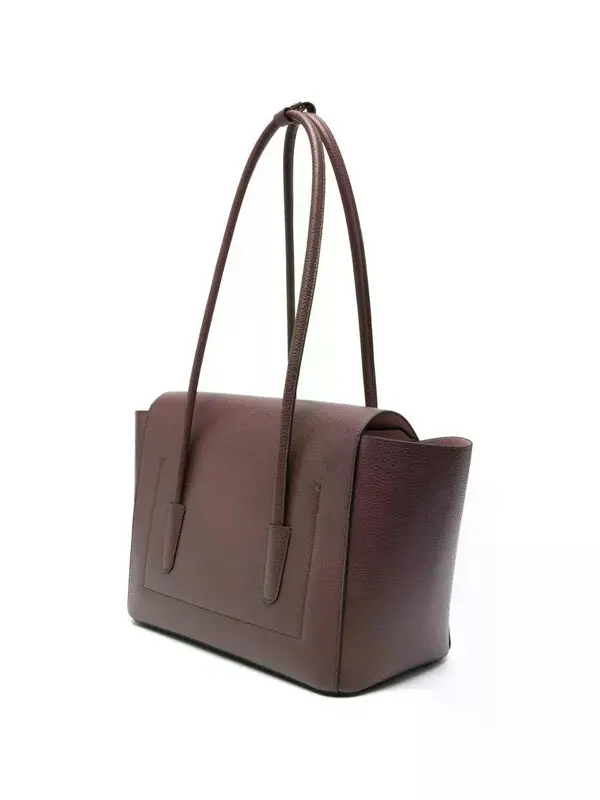 COCCINELLE Grained Leather Shoulder Bag With Gold-tone Chain Detail - Brown