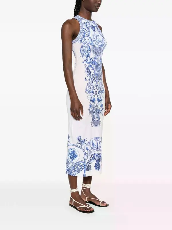 Camilla Crystal Embellished Graphic Print Midi Dress