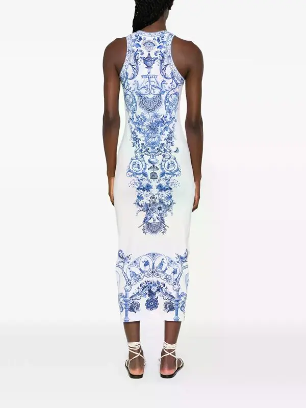 Camilla Crystal Embellished Graphic Print Midi Dress