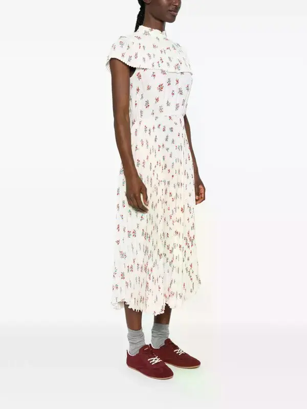 N°21 Floral Print Midi Dress With Ruffled Neck