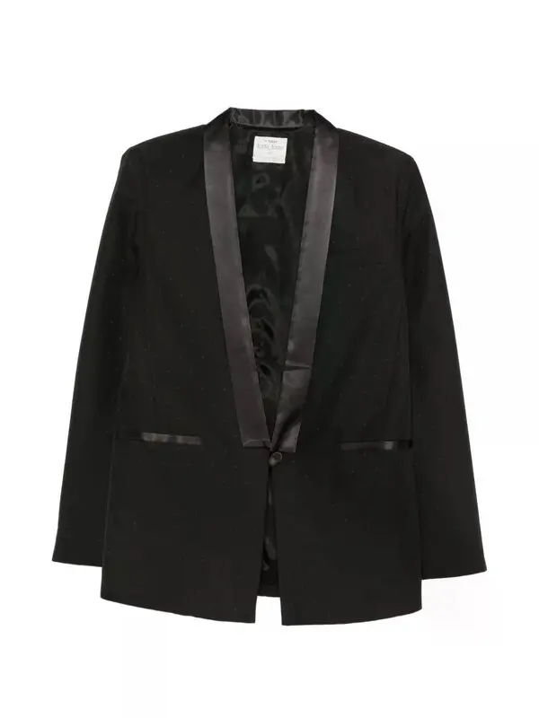 FORTE_FORTE Satin-trim Shawl-lapel Blazer - Black