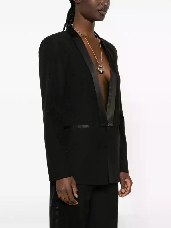 FORTE_FORTE Satin-trim Shawl-lapel Blazer