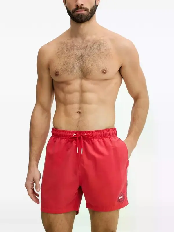 Gant Logo-print Drawstring Swim Shorts - Red