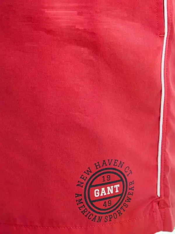Gant Logo-print Drawstring Swim Shorts - Red