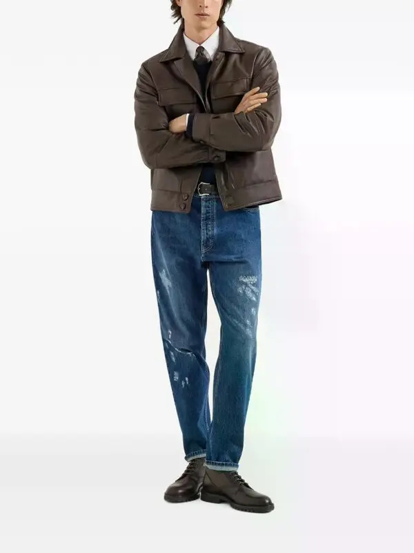 Brunello Cucinelli Nappa Leather Outerwear Jacket With Thermore® Padding