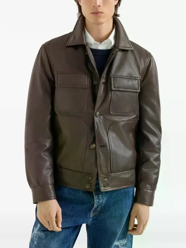 Brunello Cucinelli Nappa Leather Outerwear Jacket With Thermore® Padding