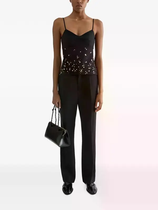 JIL SANDER Sequin And Crystal Embellished V-neck Top - Black