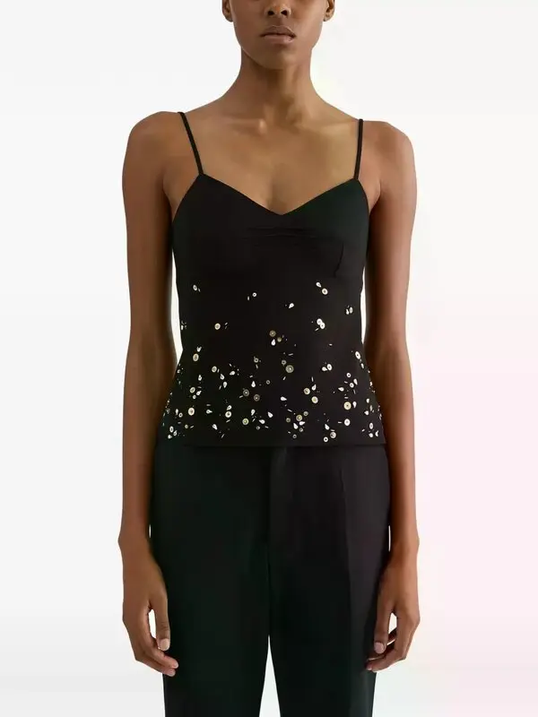 JIL SANDER Sequin And Crystal Embellished V-neck Top