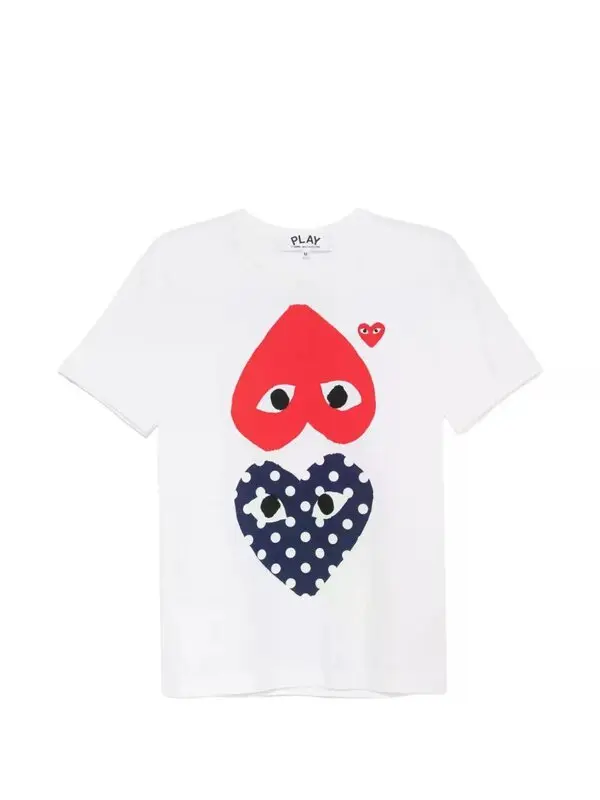 Comme Des Garçons Heart Print Polka Dot T-shirt - White