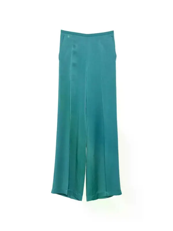 FORTE_FORTE Jade Satin Finish Wide Leg Trousers - Blue